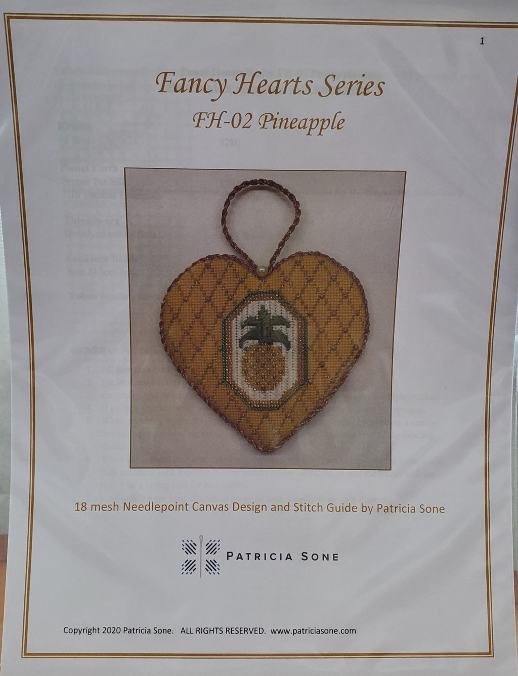 Pineapple Heart w/Stitch Guide - The Flying Needles